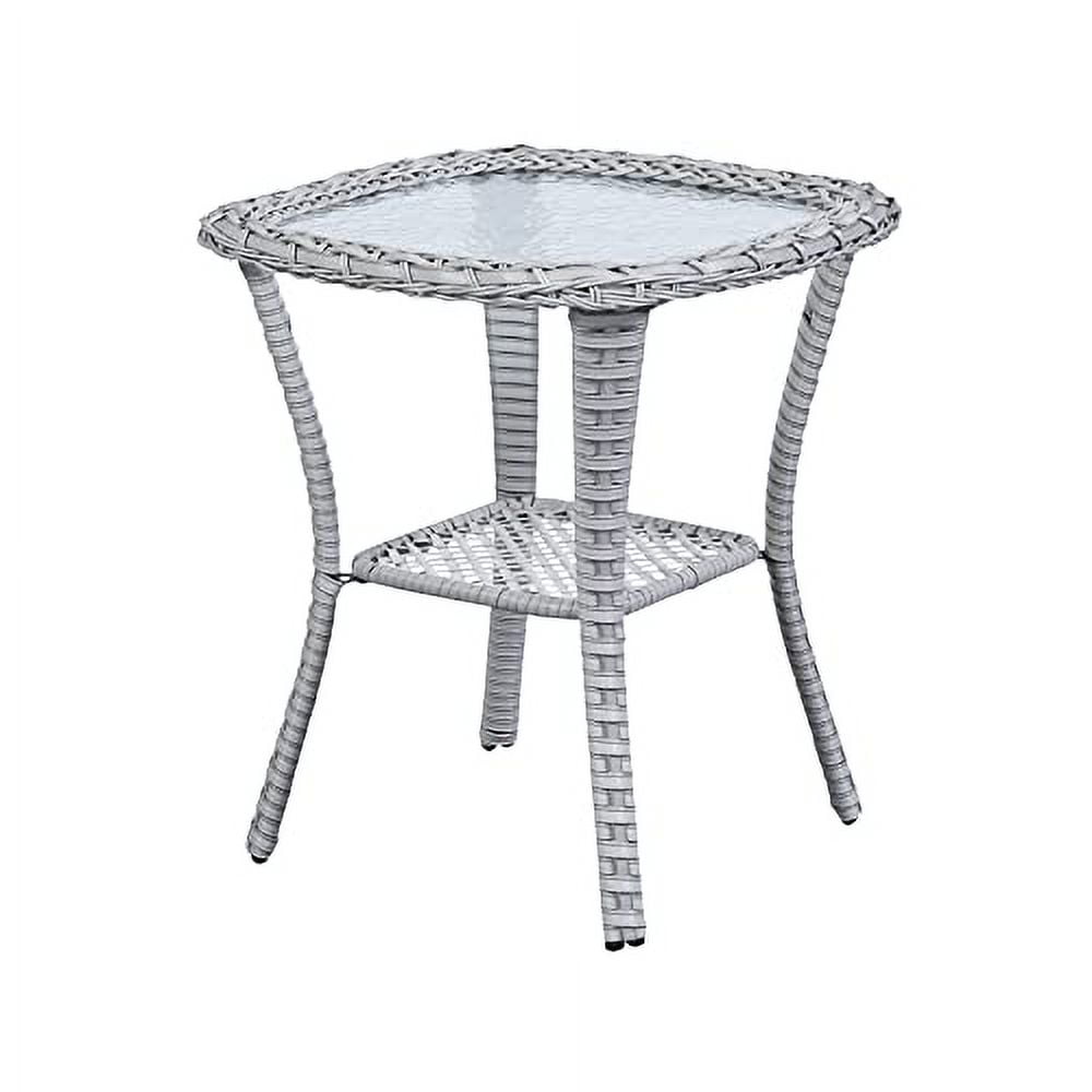 Small Outdoor Side Table - Tempered Glass Wicker Table, Waterproof ...