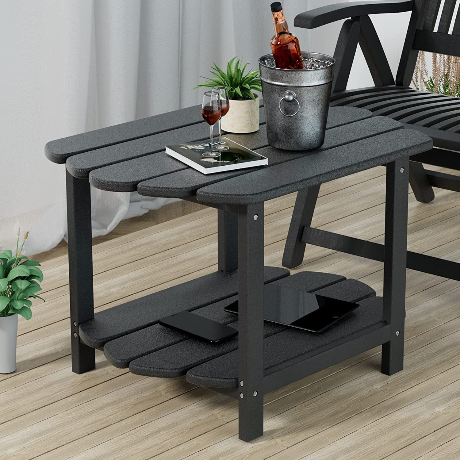 Small Outdoor Side Tables 2-Tier Adirondack Table Industrial End Table ...
