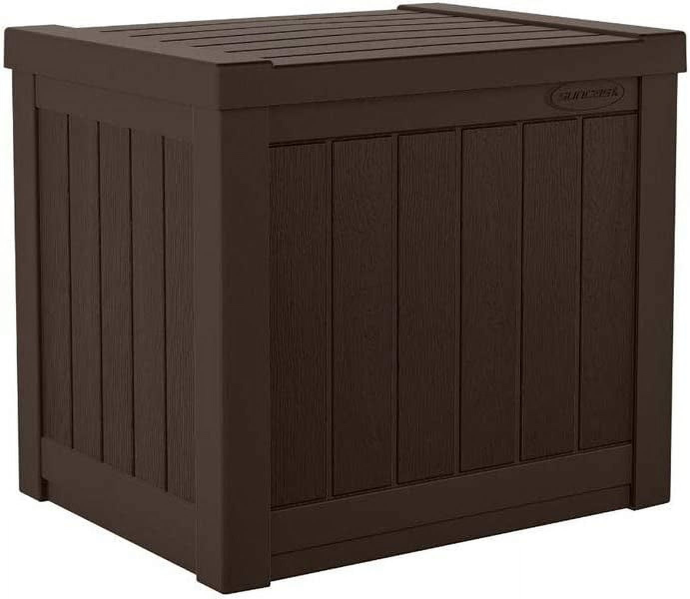 Small Outdoor Storage Box - 22 Gallon Java Resin Outdoor Deck Box, Flat ...