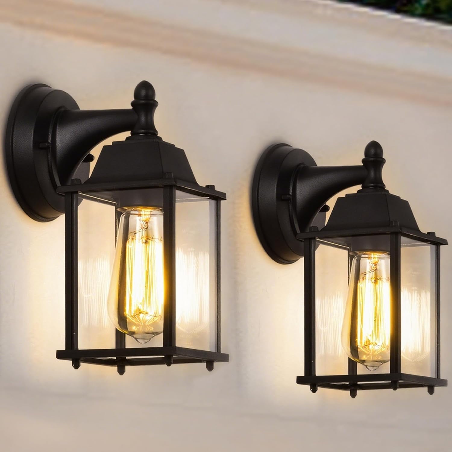 Small Outdoor Wall Lanterns 2 Pack Black Matte Finish Waterproof ...