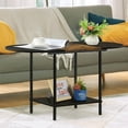 Small Oval Coffee Table Black Farmhouse Center Table with Storage ...