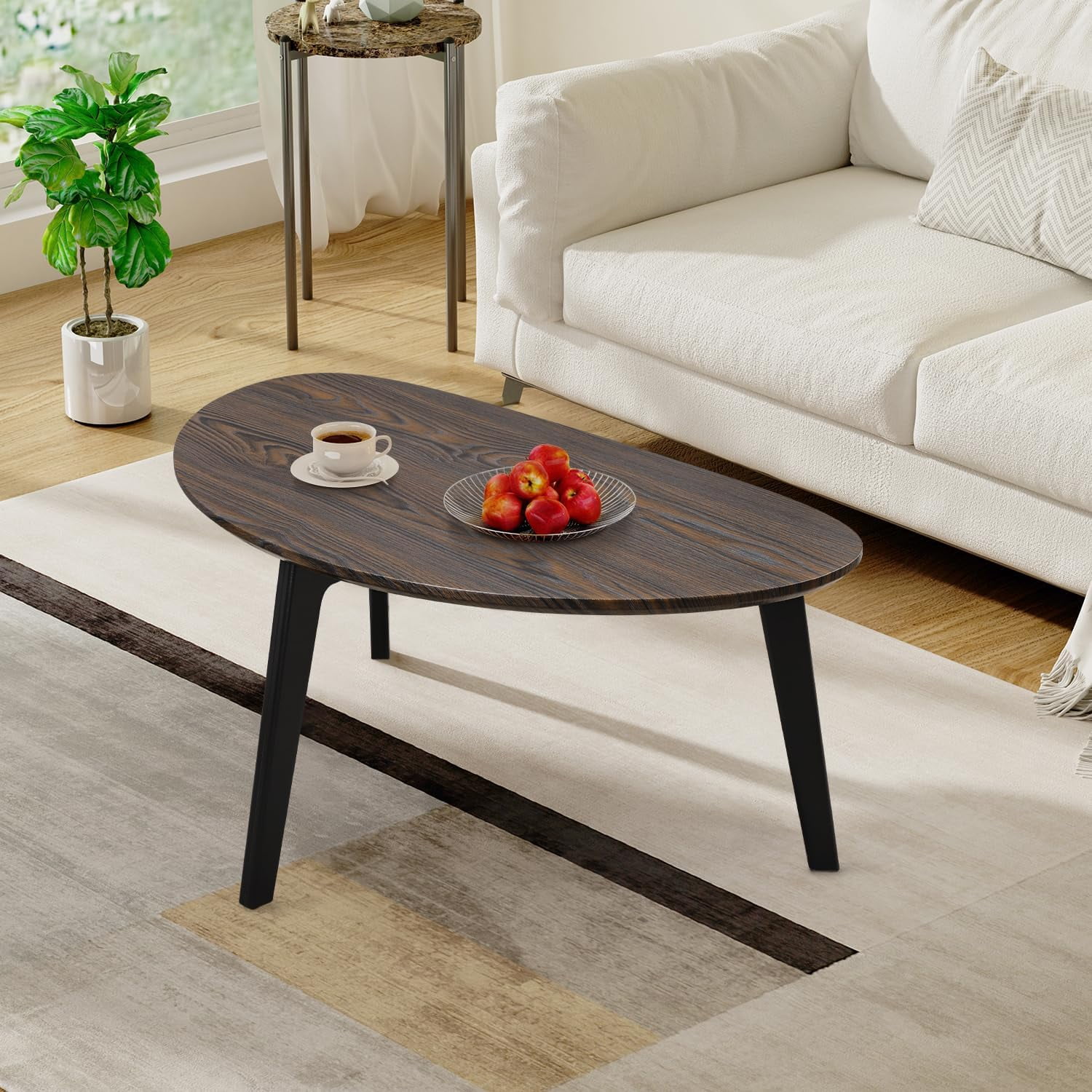 Small Oval Coffee Table Espresso Wood Mid Century Modern Coffee Tables ...