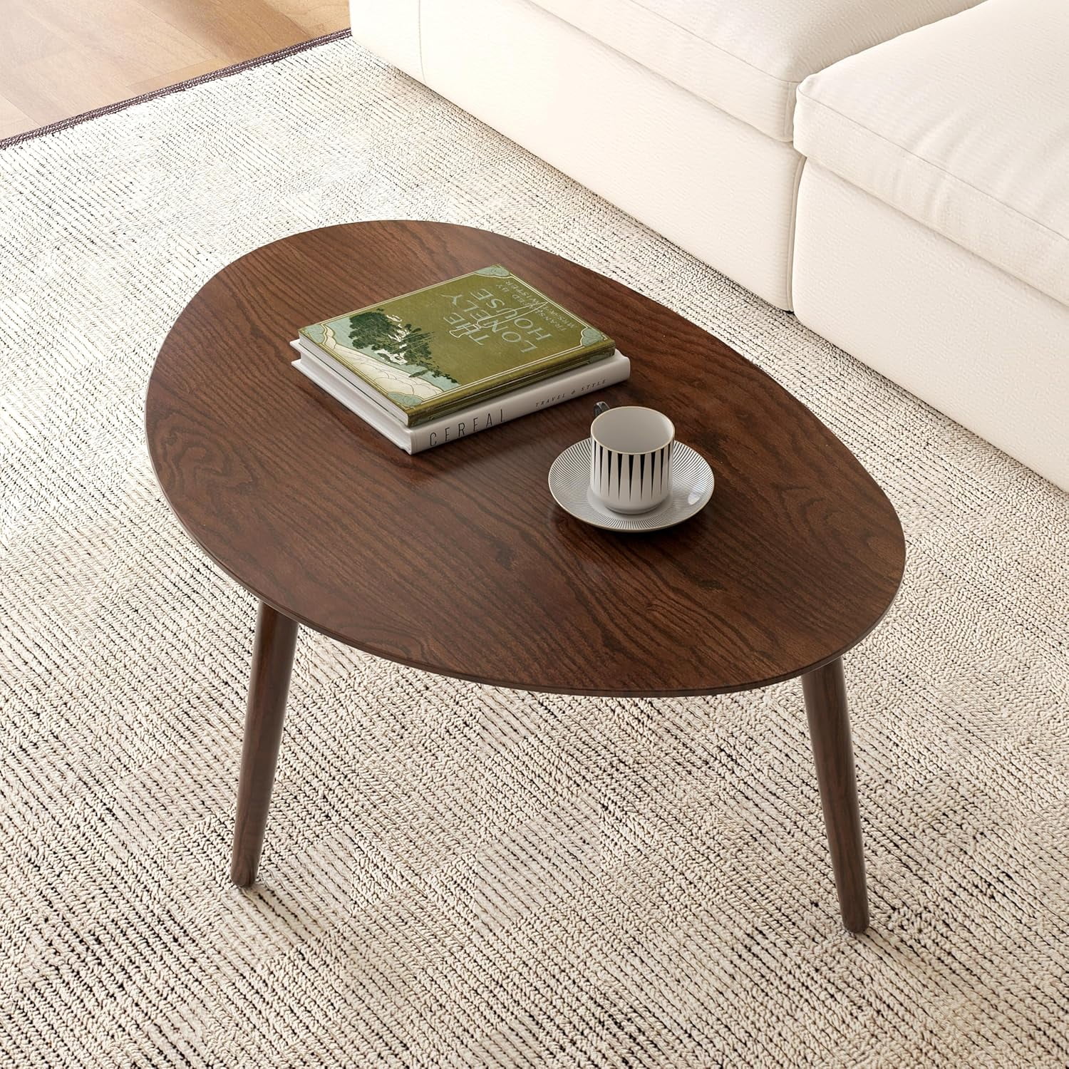 Small Oval Coffee Table, Mid Century Modern Coffee Table for Living ...