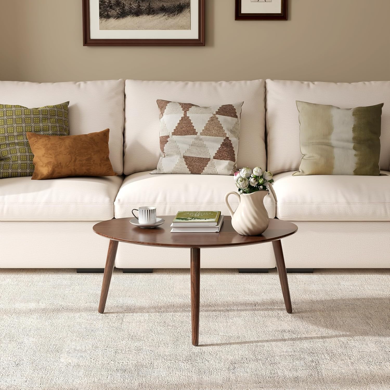 Small Oval Coffee Table, Mid Century Modern Coffee Table for Living ...