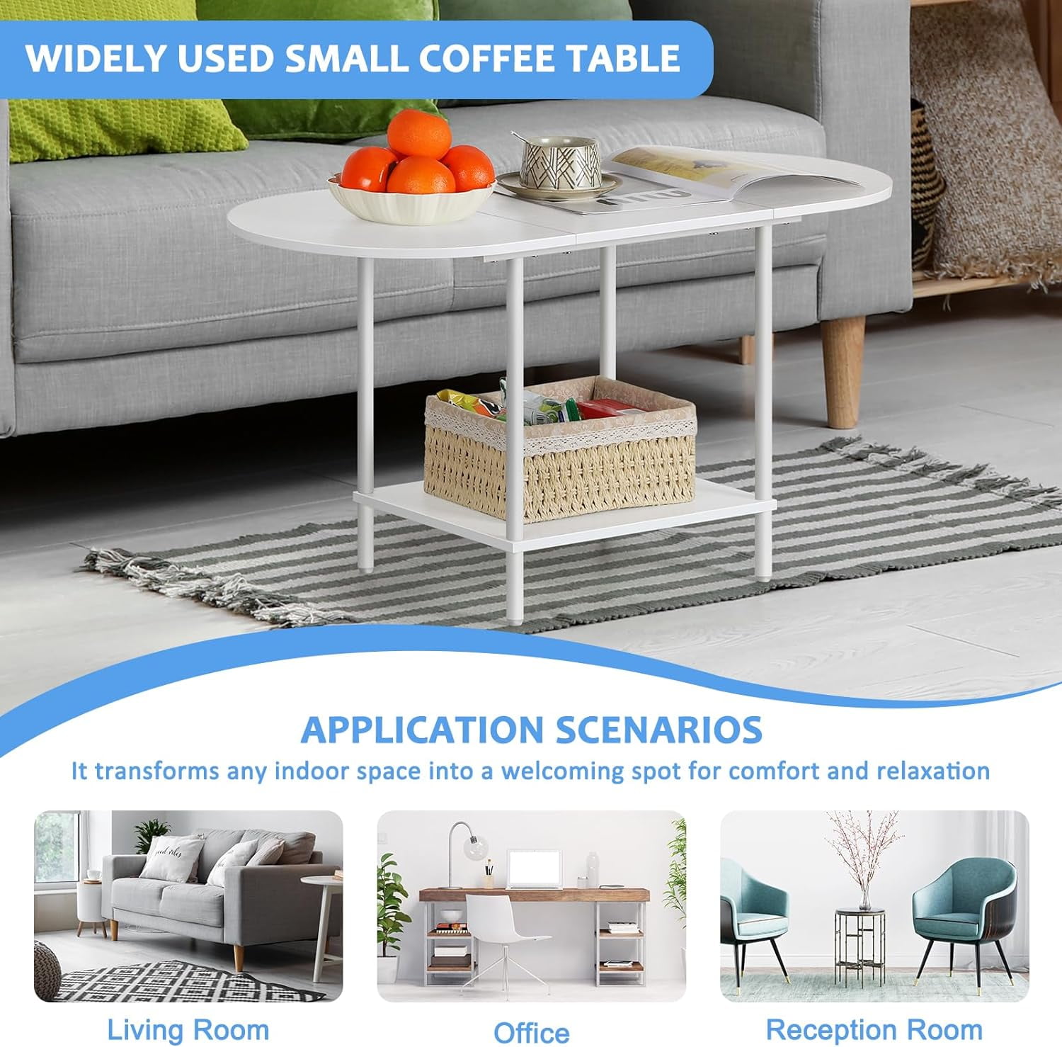 Small Oval Coffee Tables Modern Low Coffee Table for Small Space Mid ...