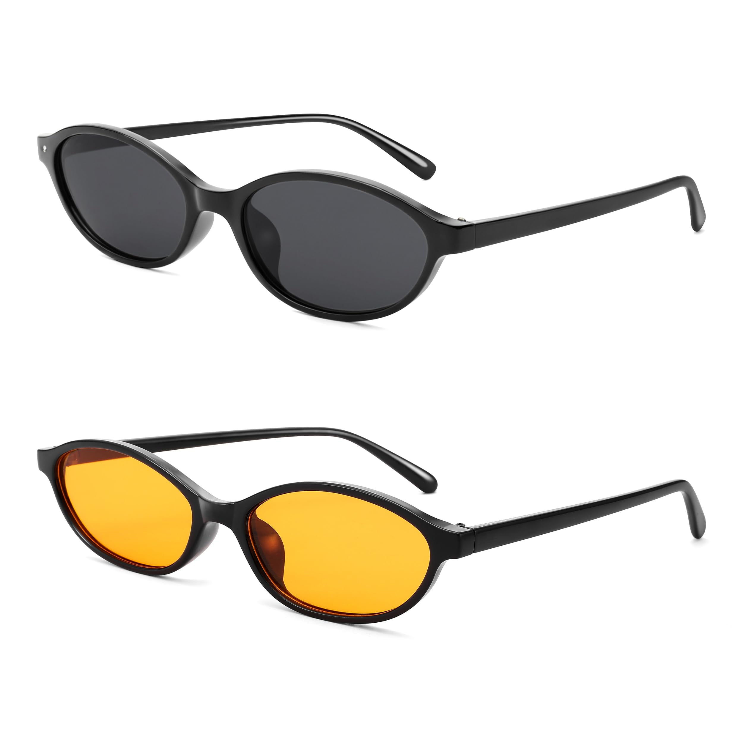 Small Oval Sunglasses for Women 90s Cat Eye Sun Glasses Trendy Round ...