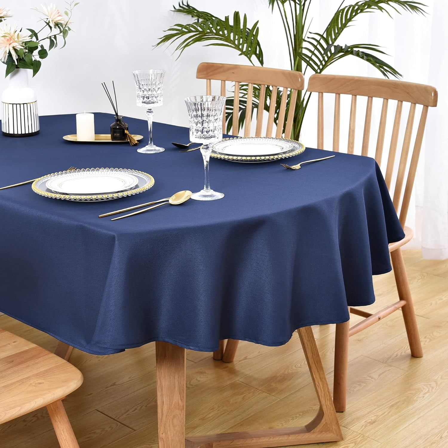 Small Oval Tablecloth 54 x 72 Inch Washable Fabric Table Cloth Solid ...