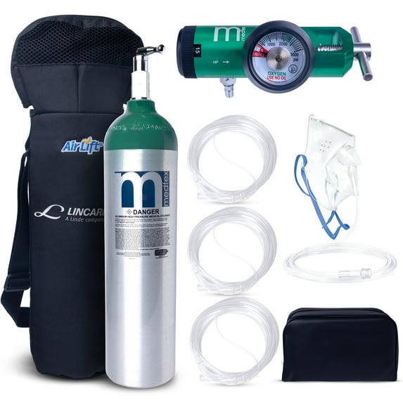 Medfex Portable Oxygen Tank D Size with Backpack, 0-15LPM Regulator, 4 ...