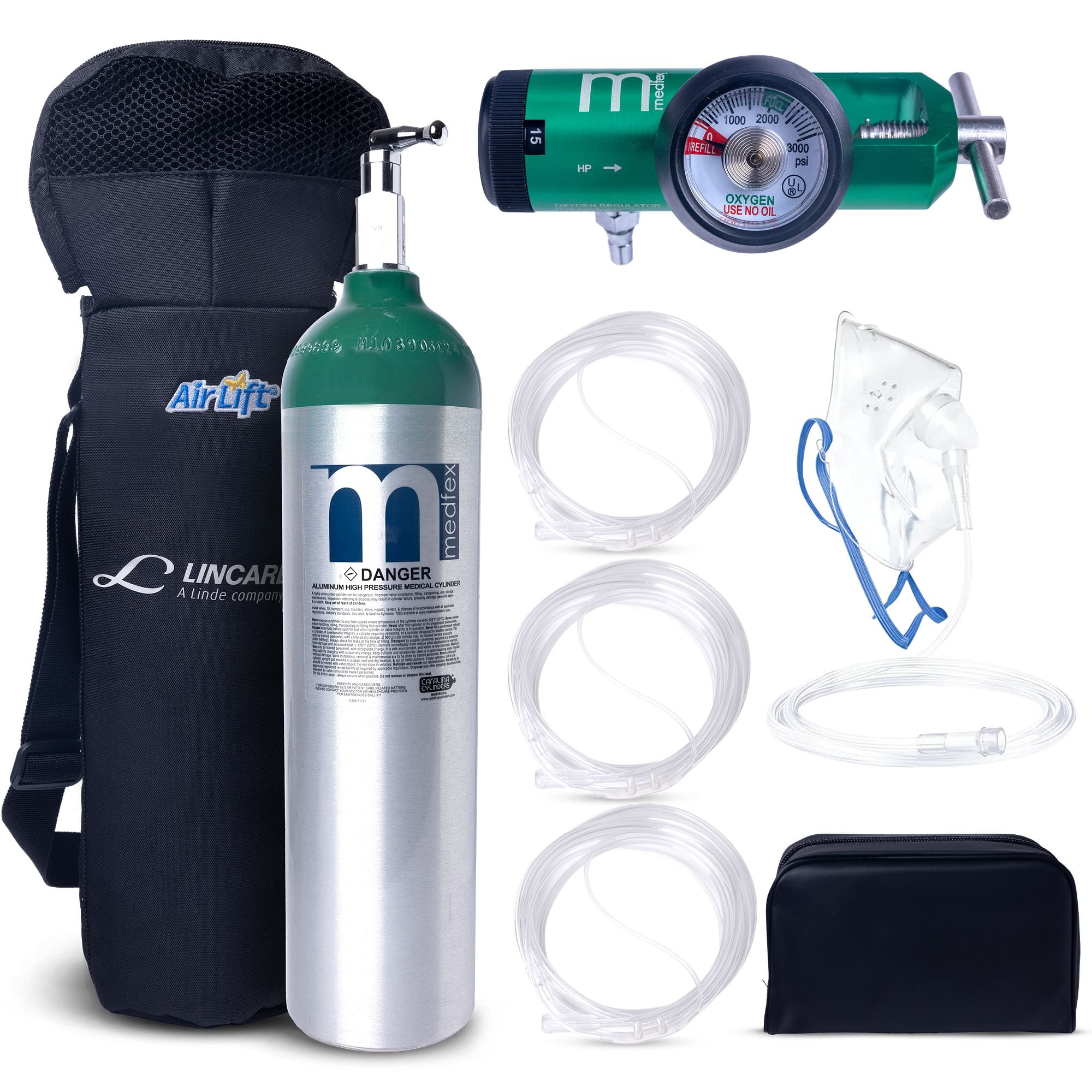 Medfex Portable Oxygen Tank D Size with Backpack, 0-15LPM Regulator, 4 ...