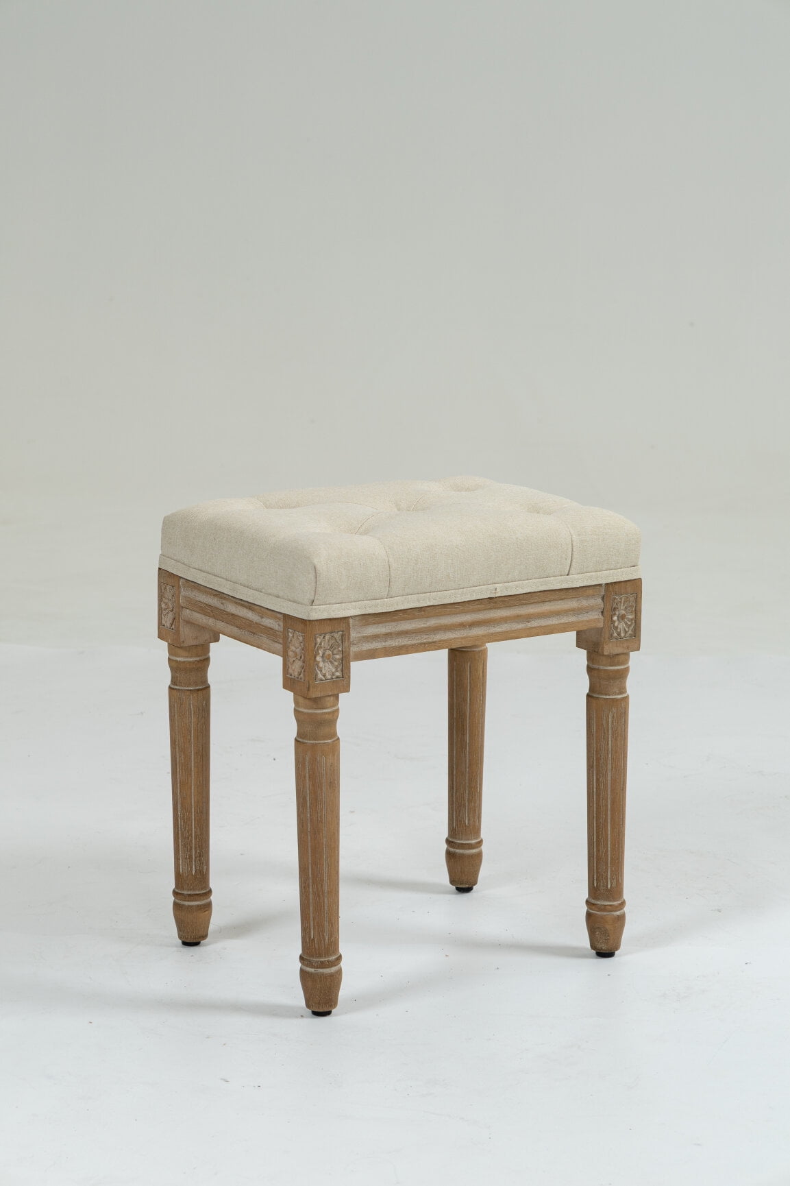 Small Padded Bench with Button Tufted, Square Upholstered Rustic ...