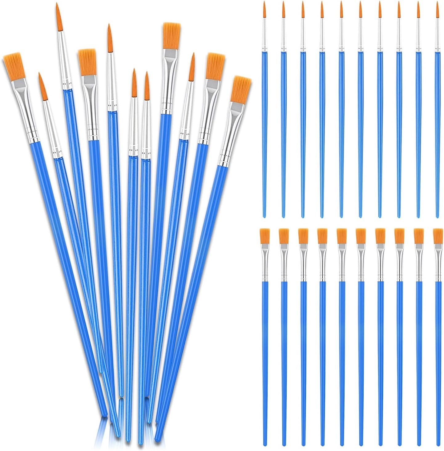 Small Paint Brushes Set, 60 Pcs Flat and Round Brush Kits Students ...