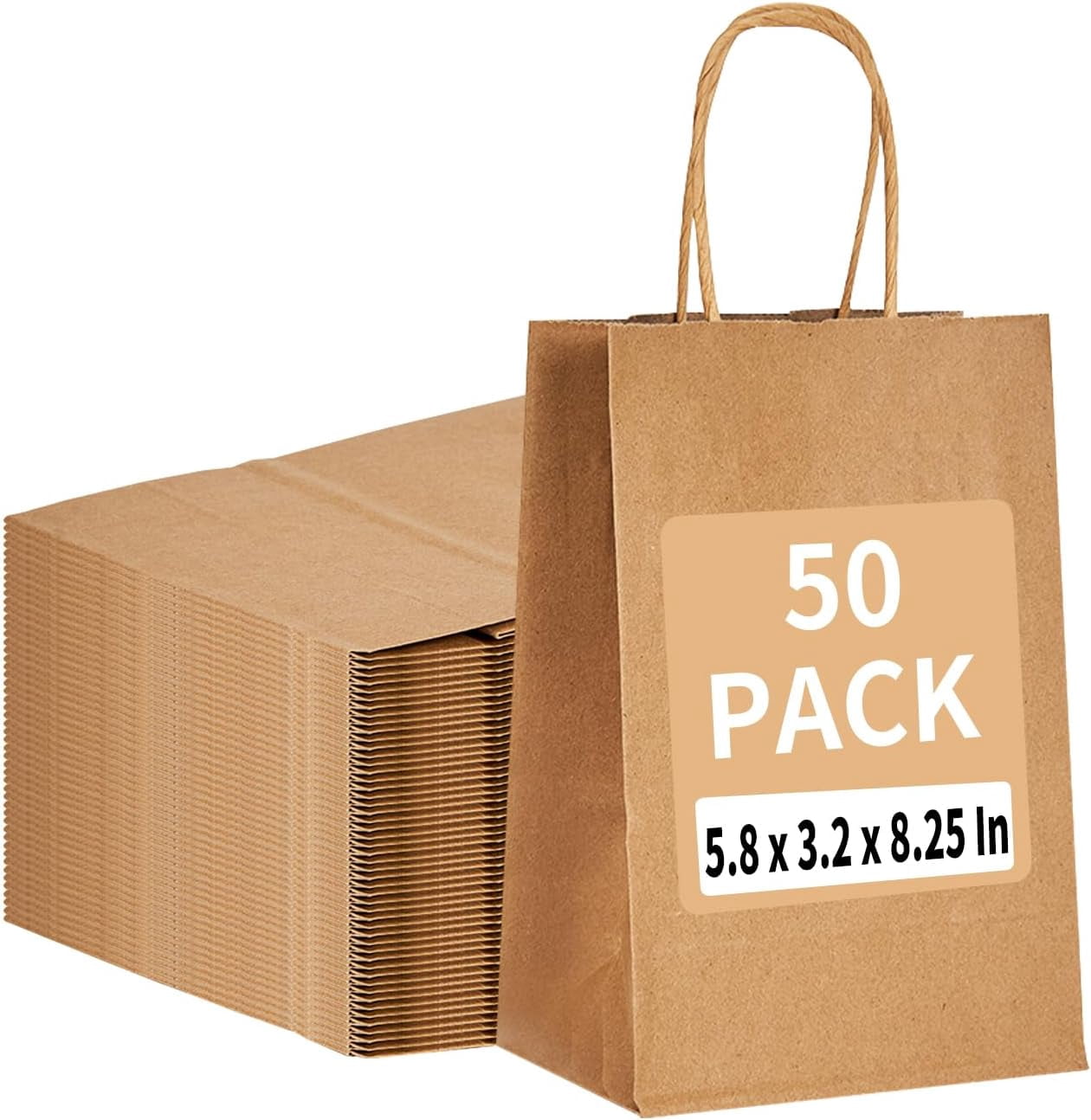 Small Paper Gift Bags with Handles, Kraft Paper Party Favor Bags, Bulk ...
