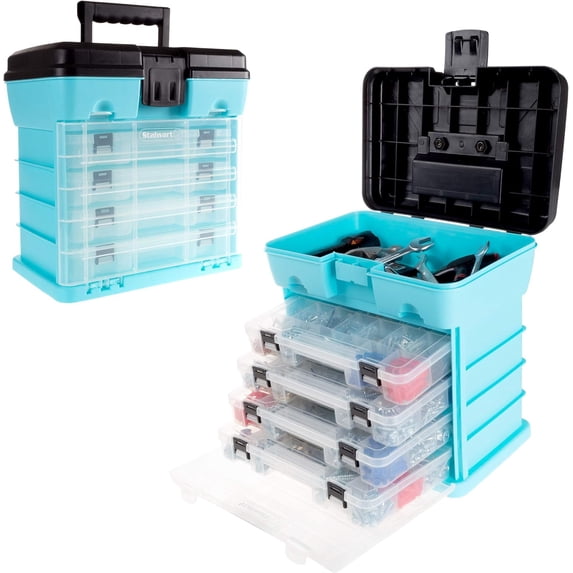 Small Parts Organizer Box - 10-Inch Portable Storage Case with 4 ...