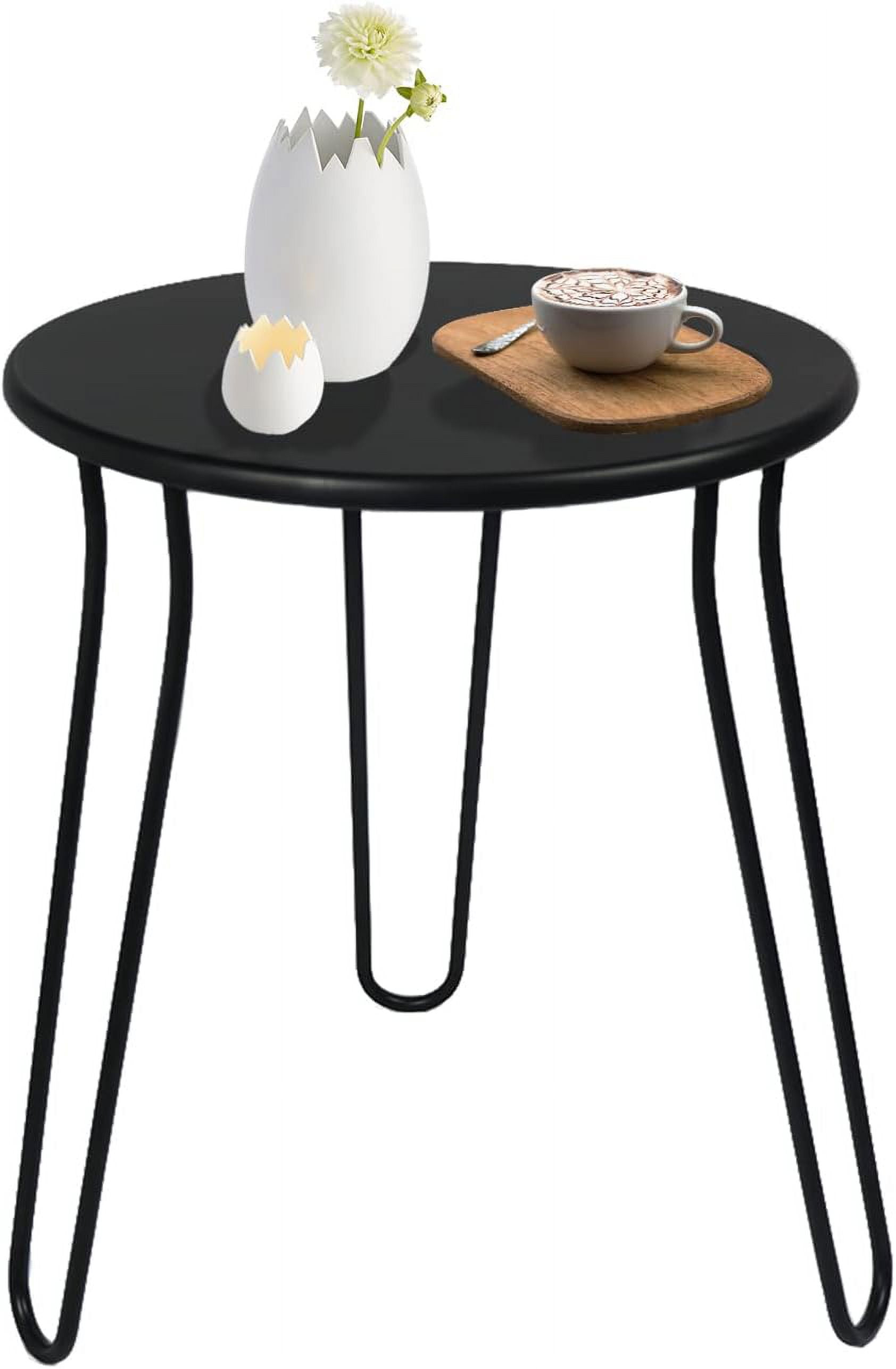 Small Patio Side Table, Weather Resistant Anti-Rust Outdoor Metal Patio ...