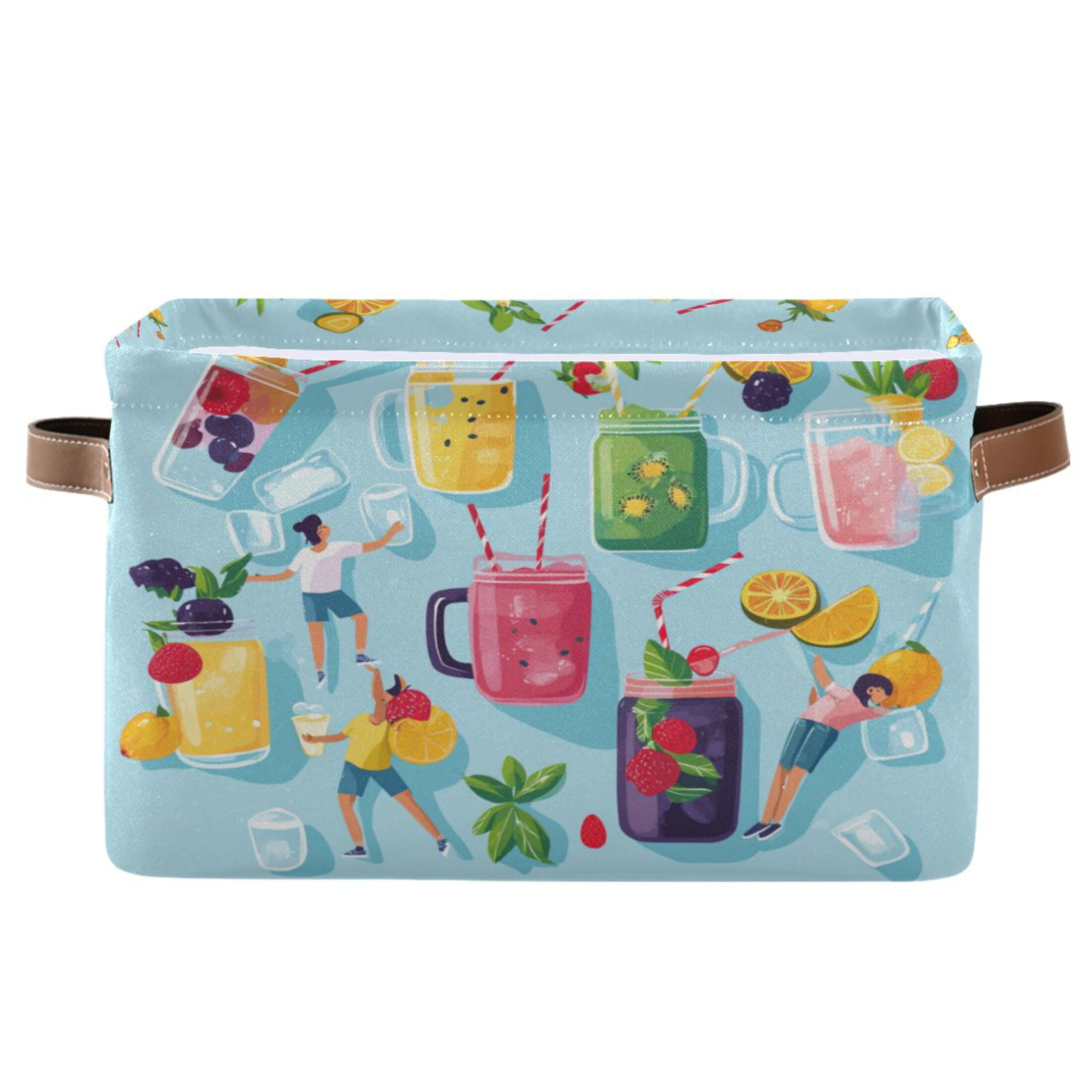 Small People Making Fruit Smoothies Foldable Storage Basket,Canvas ...