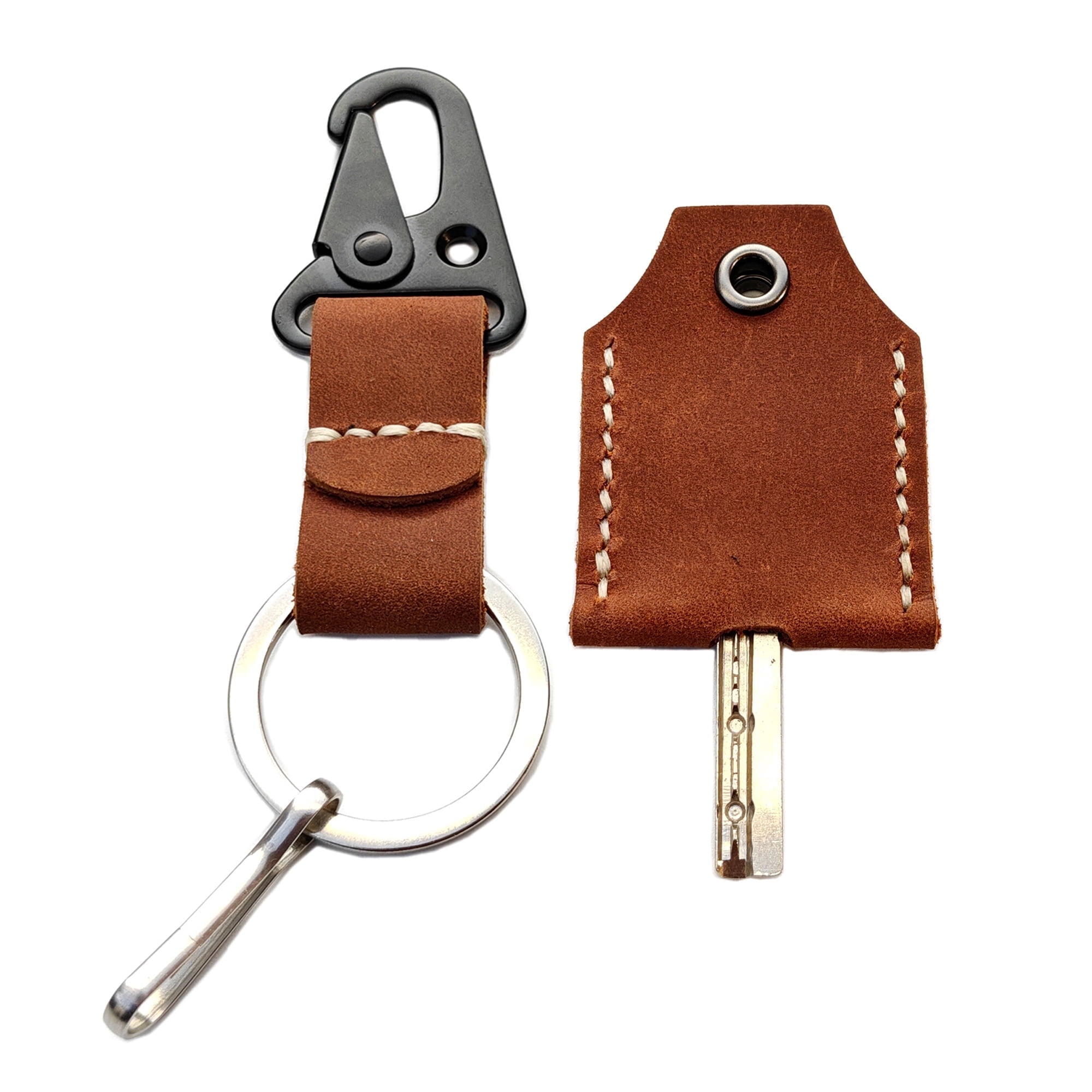 Small Personalized handmade leather key sleeve,Custom leather keychain ...