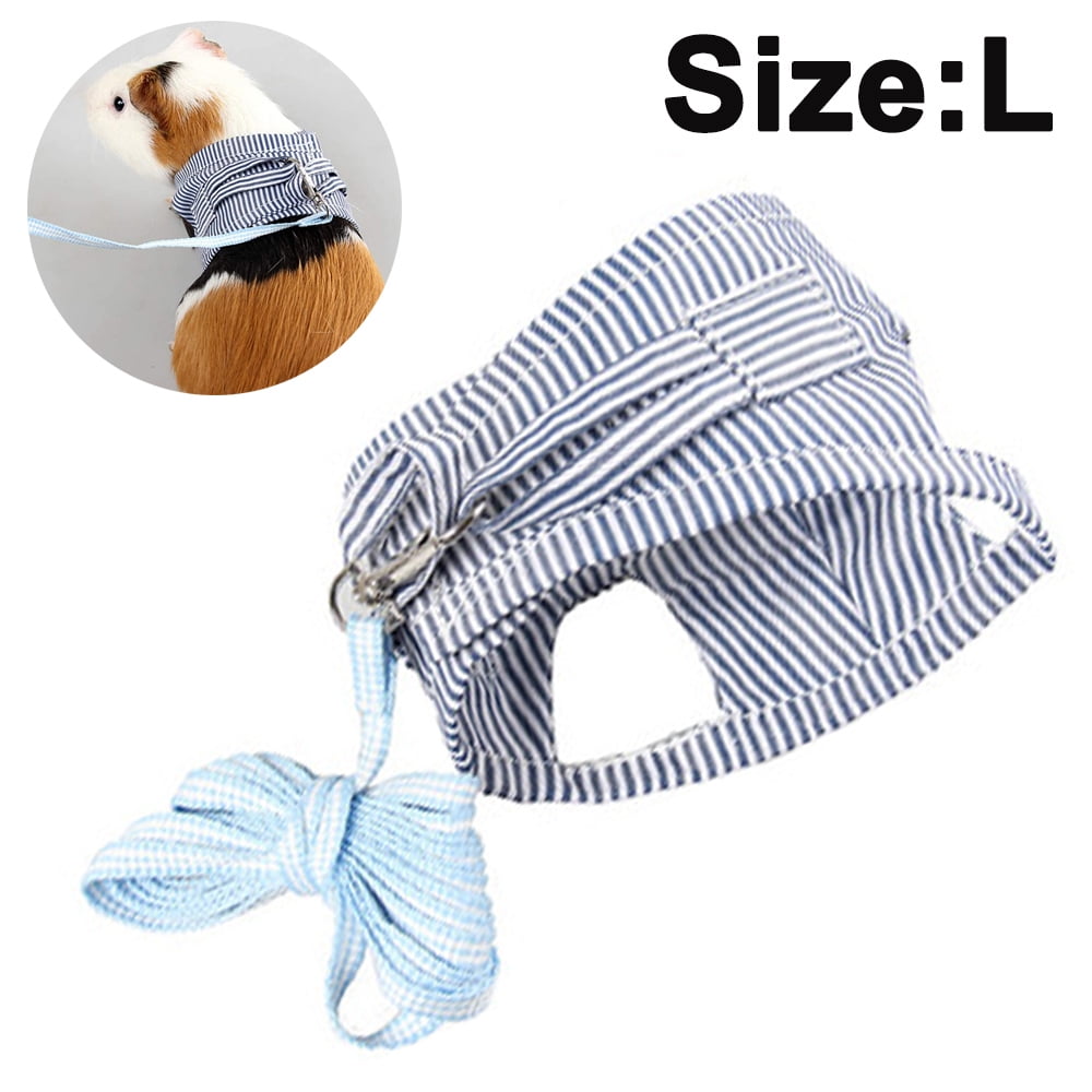 Small Pet Guinea Pig Rabbit Harness and Leash Blue Stripe Chest Strap ...