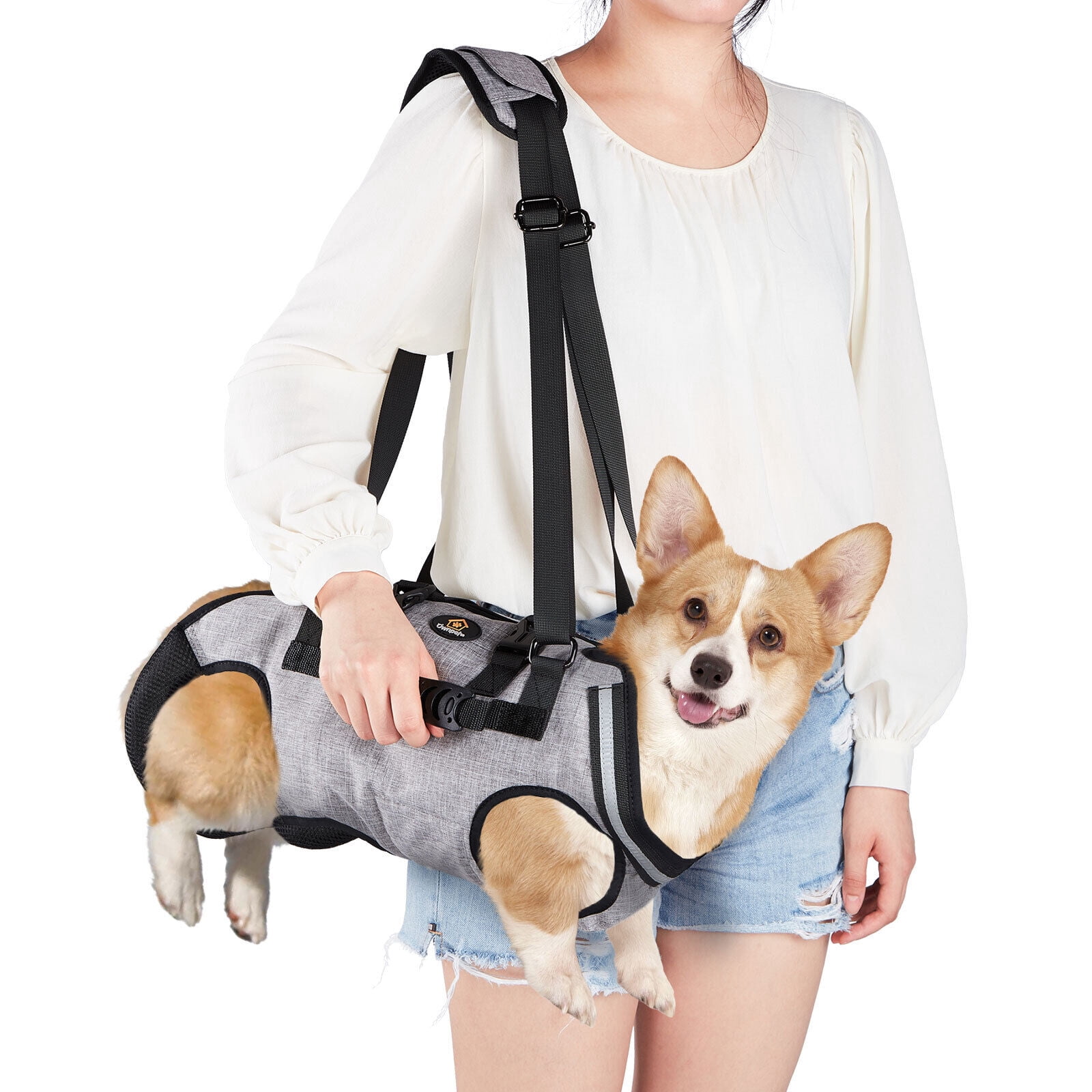 Small Pet Sling Shoulder Bag Dog Puppy Lift Harness Support Carrier ...