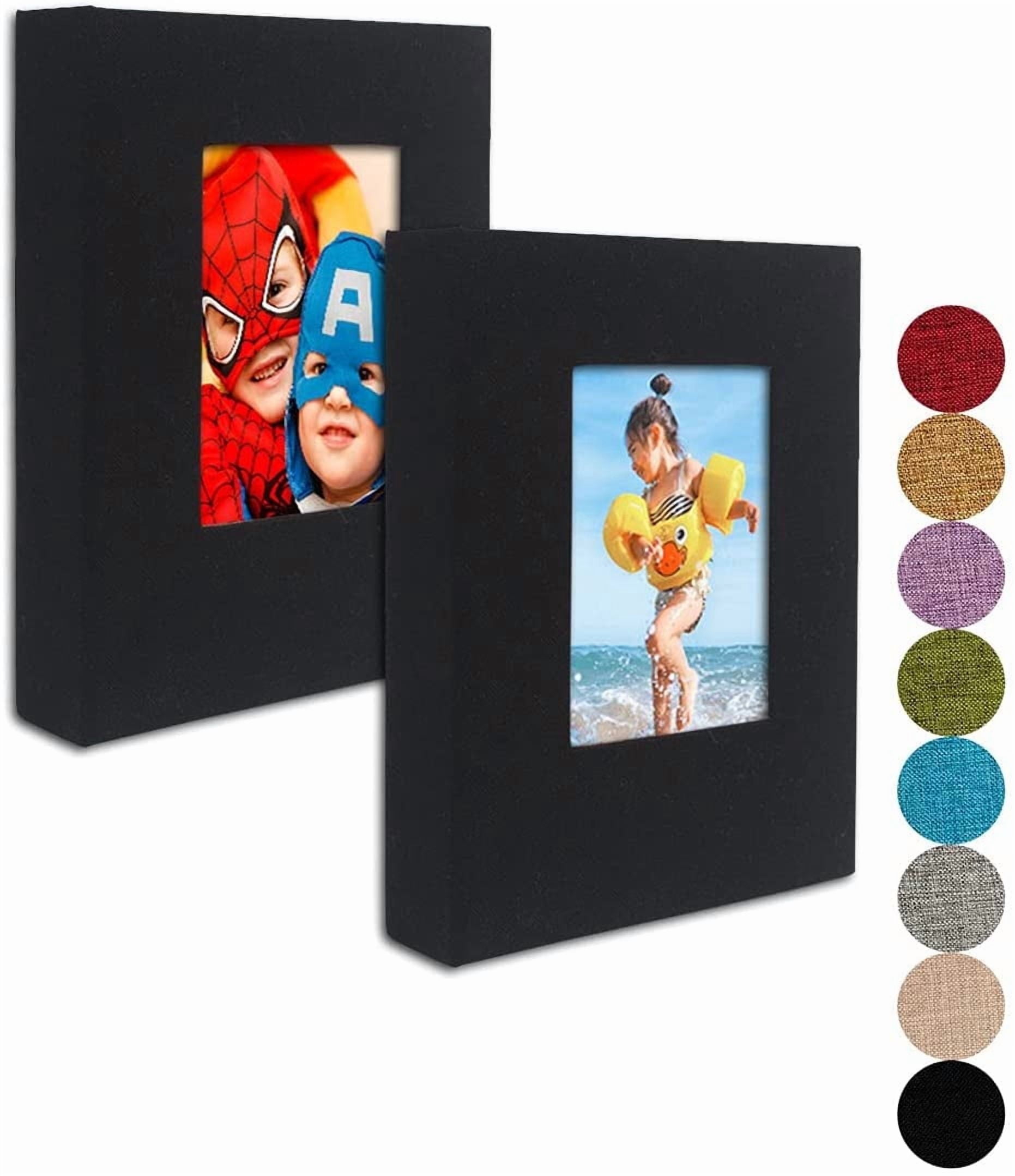 Small Photo Album 4x6 – Clear Pages, Linen Cover with Front Window ...