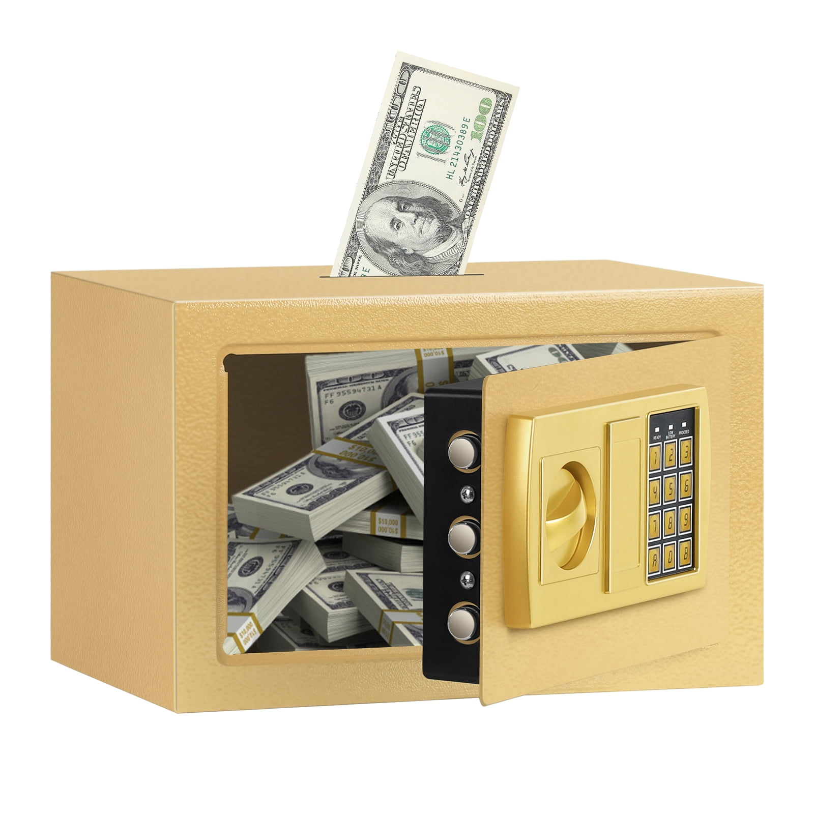 Small Piggy Bank Safe - gold Compact Cash Storage Safe gold Mini Vault ...