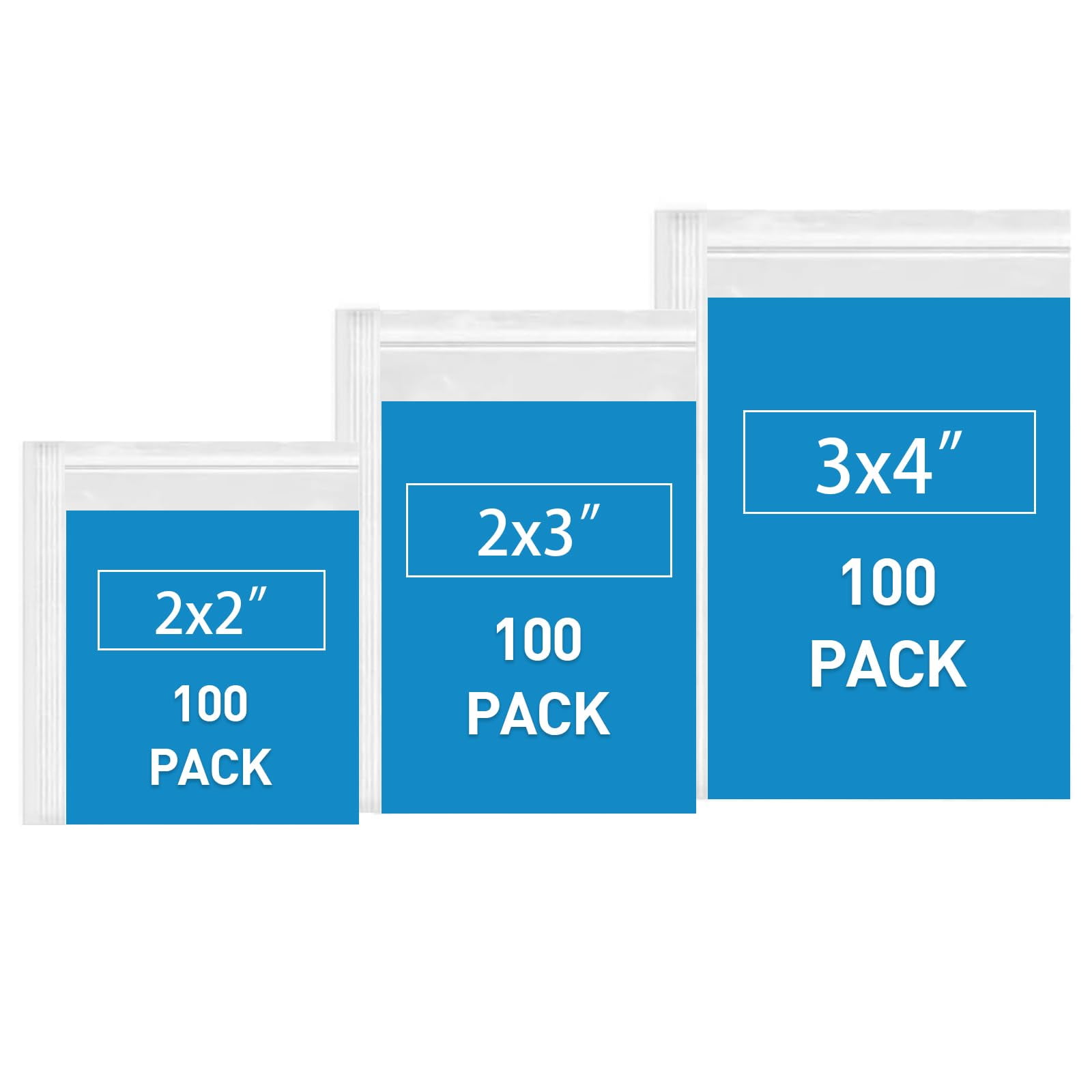 Small Plastic Bags, 300 PCS Mini Baggies 3 Assorted Sizes 2x2 2x3 3x4 ...