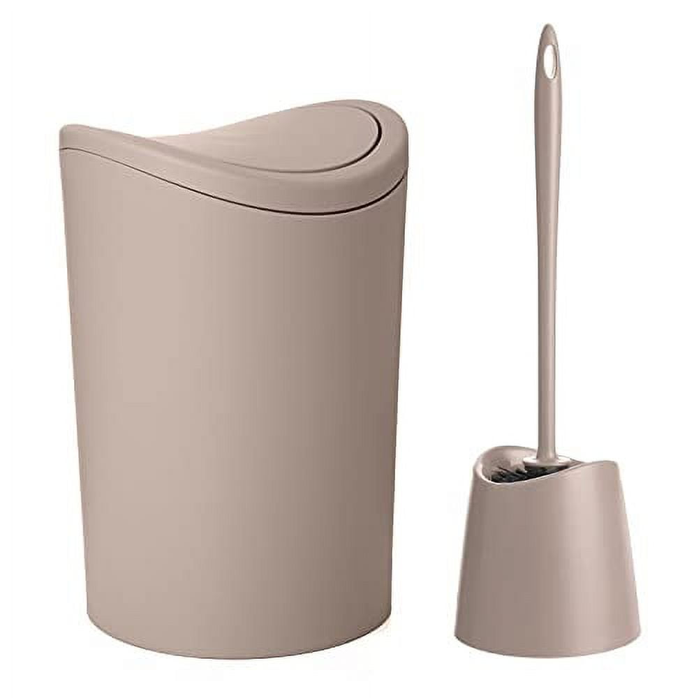 Superio Small Taupe Plastic Bathroom Set, Compact Trash Can with Swing ...