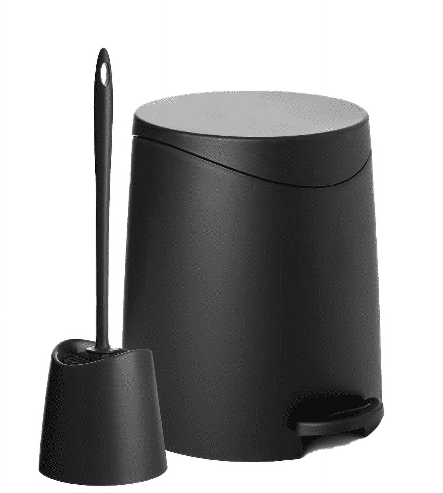 Small Plastic Bathroom Set 3L Black Plastic Compact Trash Can, and ...