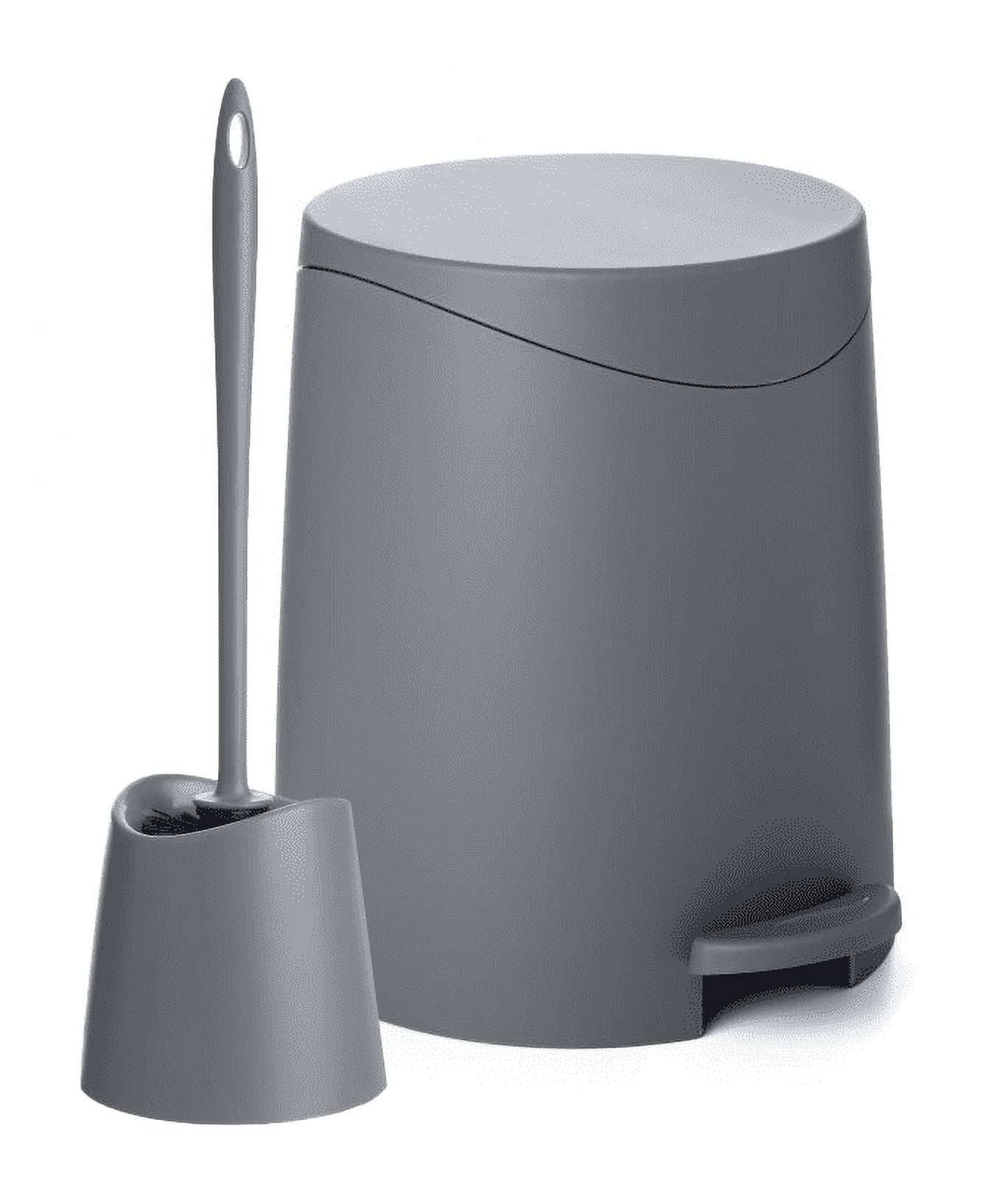 Small Plastic Bathroom Set 3L Gray Plastic Compact Trash Can, and ...