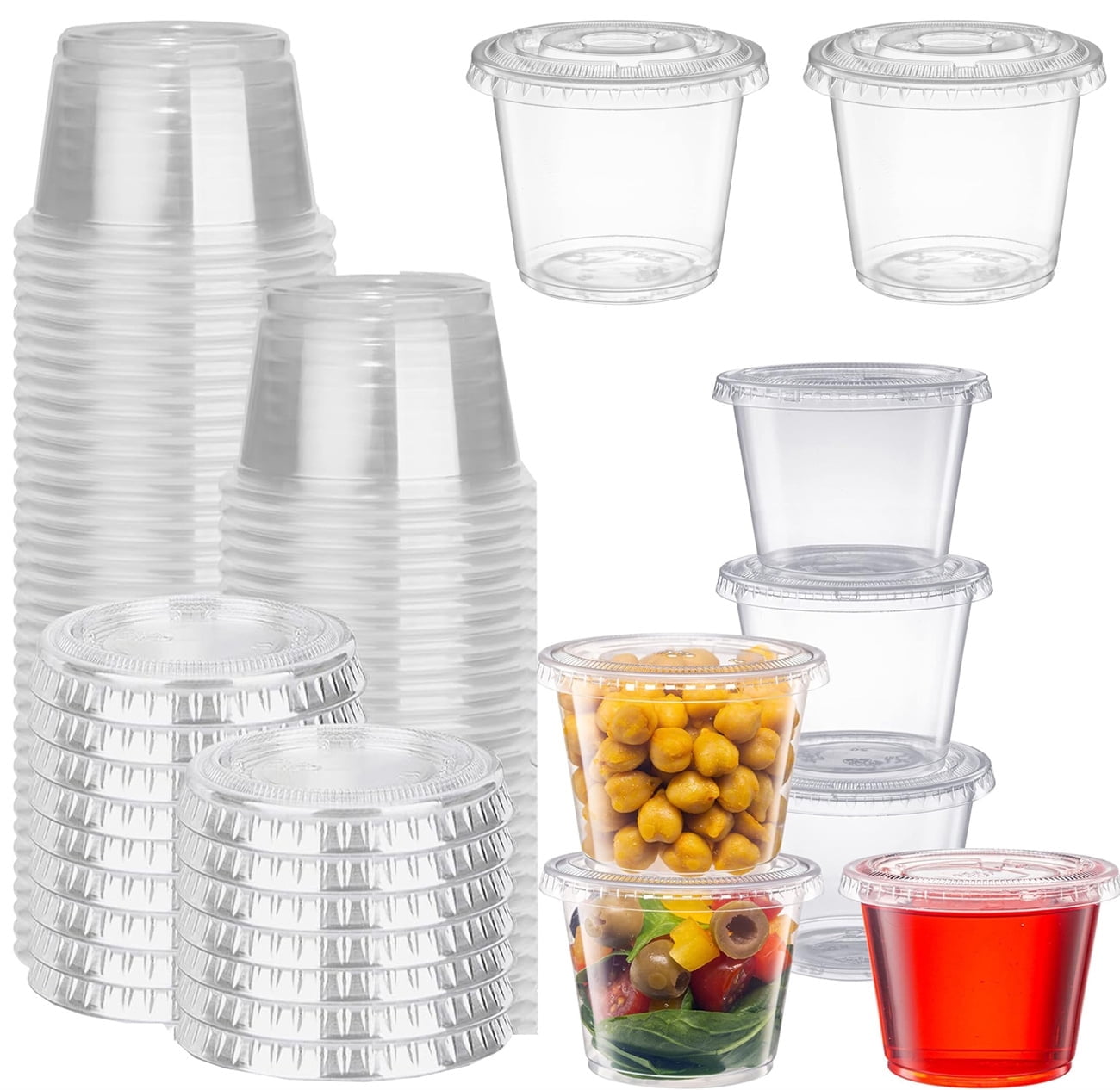 Bexikou Jello Shot Cups with Lids, 5.5 Oz 50-Pack Small Plastic ...
