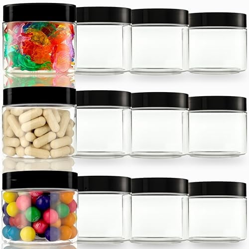 Small Plastic Containers With Leads - 5 OZ Small Jars with Lids - 12 ...