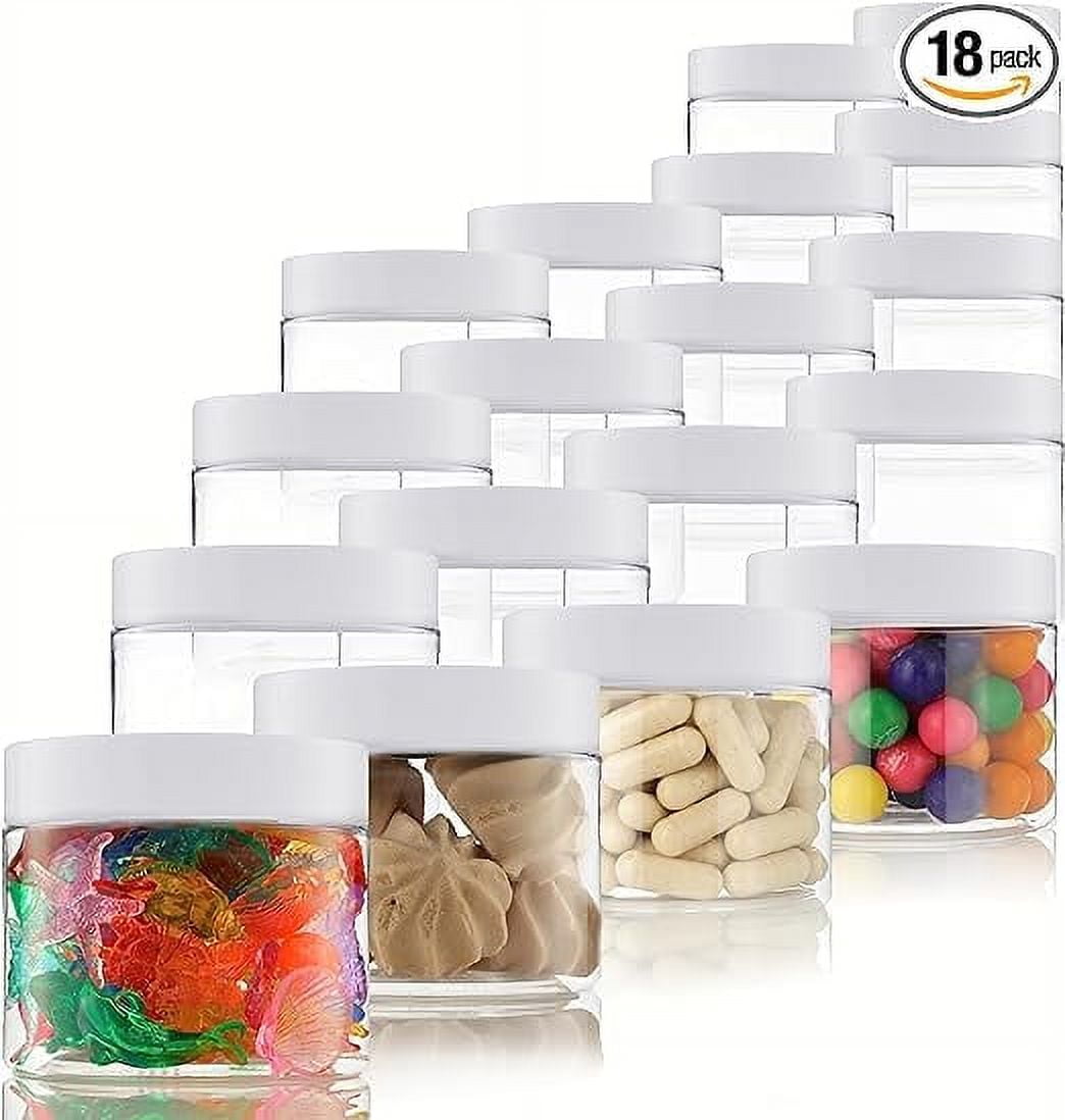 Small Plastic Containers With Leads - 5 OZ Small Jars with Lids - 18 ...
