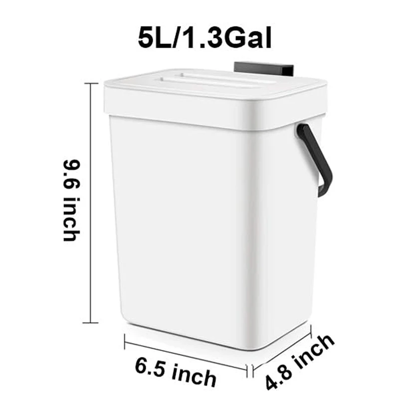 Small Plastic Kitchen Trash Bin, Hanging Trash Bin with Lid for Under ...