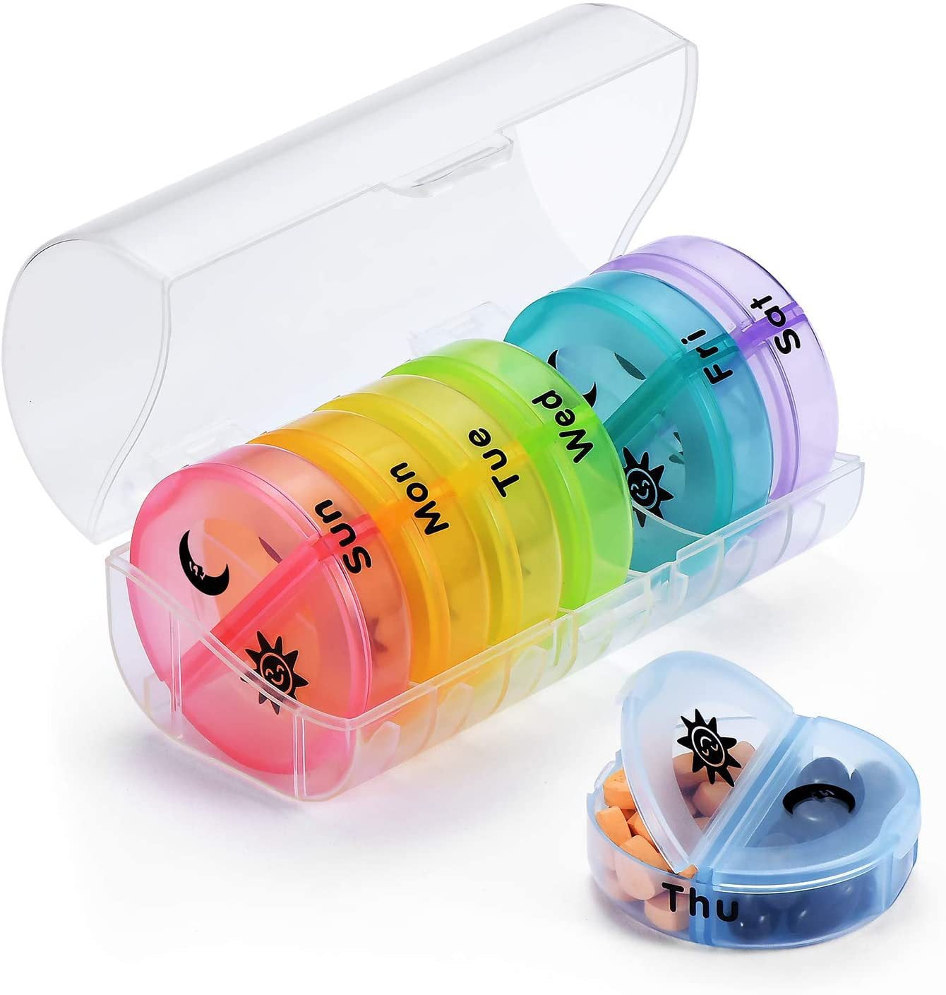 Small Plastic Pill Box, Large-Capacity One-Week Portable Pill Box ...