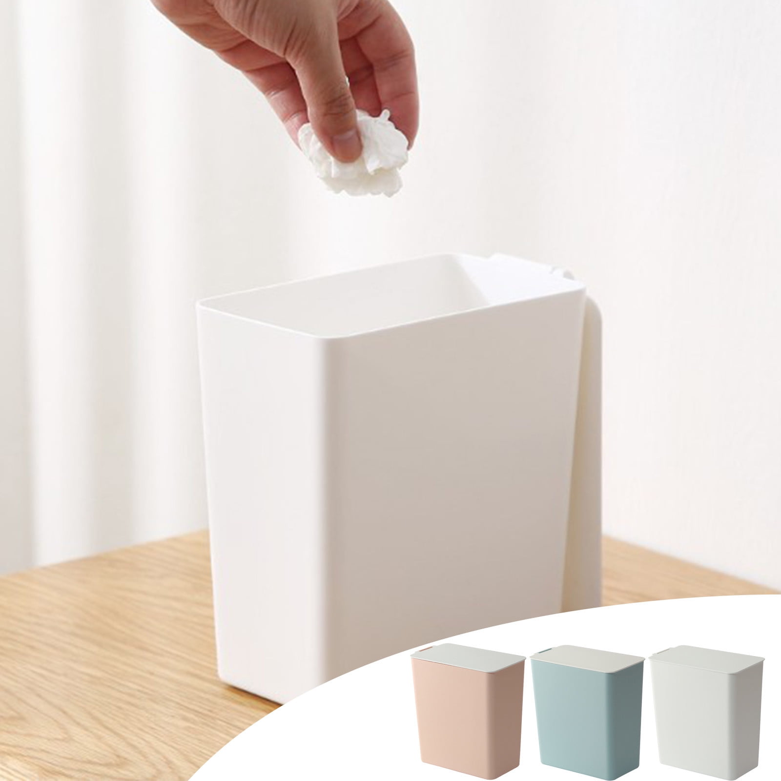 Small Plastic Push Trash Can, Countertop Waste Bin With Lid, Compact ...