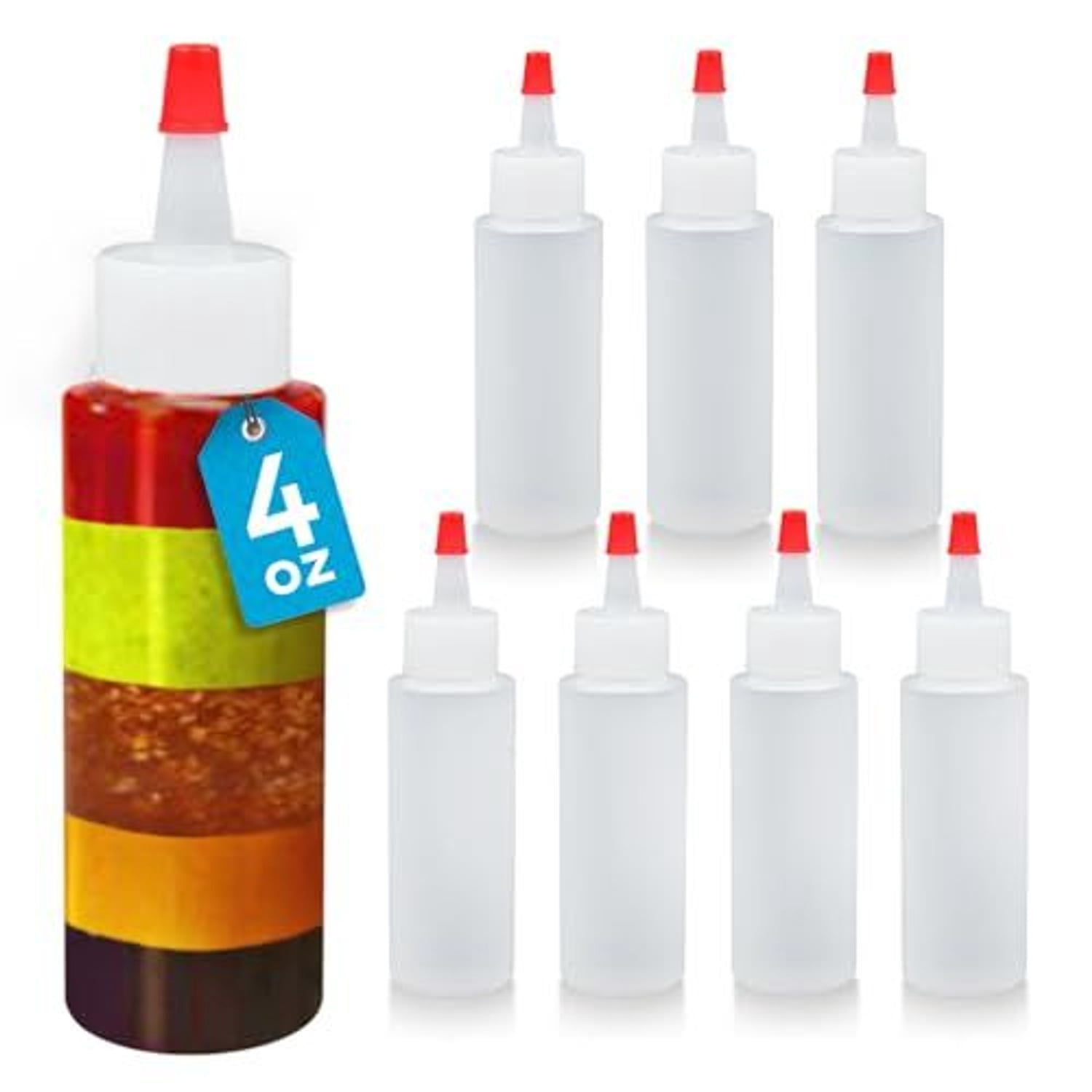 Walmart 8-Pack 4 Oz BPA-Free Squeeze Bottles & Caps - Food-Grade, for ...