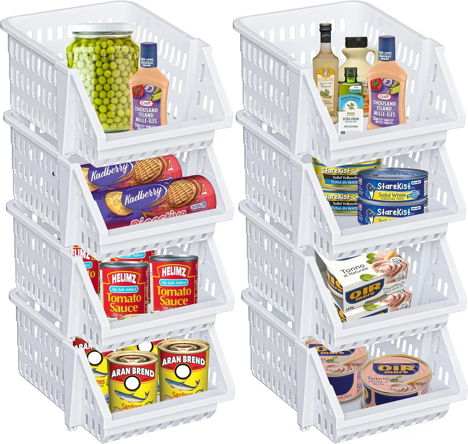 Small Plastic Stackable Storage Bins for Pantry,8 Pack Small Open Front ...