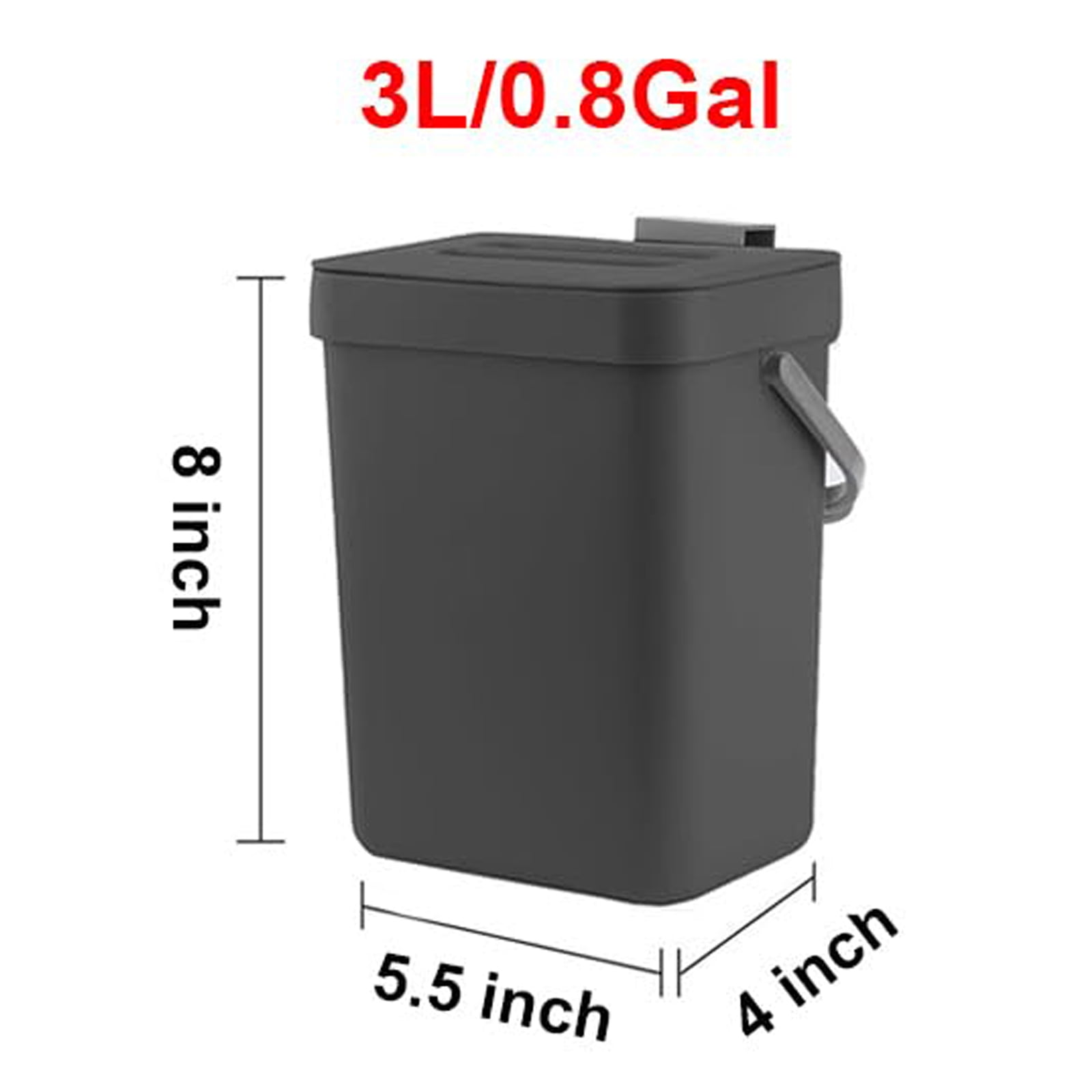 Small Plastic Trash Can, Hanging Small Trash Can with Lid Under Sink ...