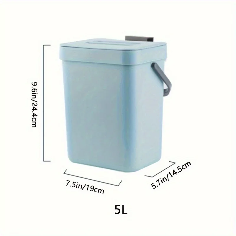 Small Plastic Trash Can, Hanging Small Trash Can with Lid Under Sink ...