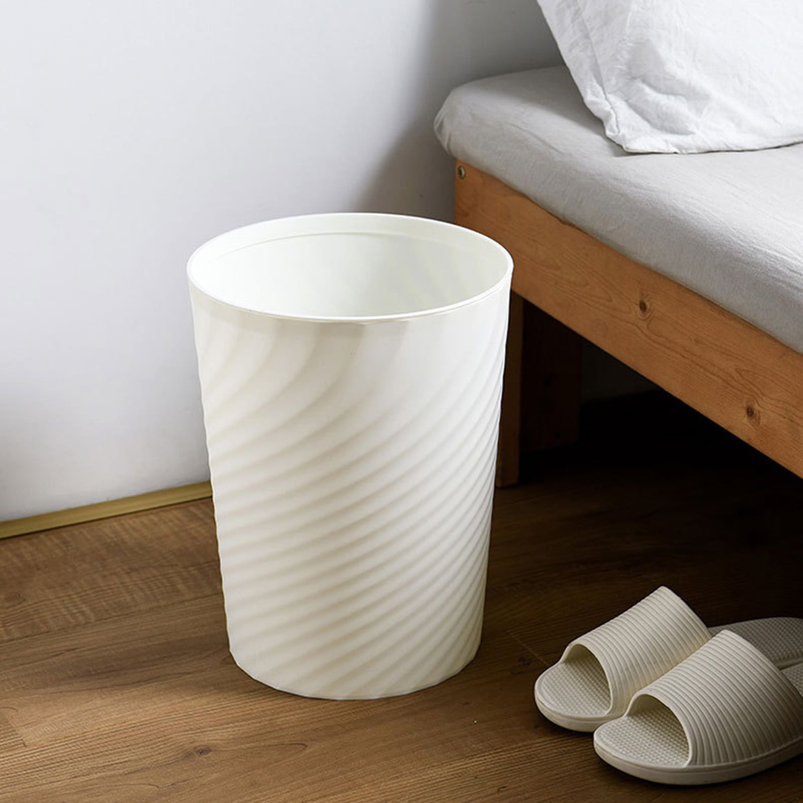 Small Plastic Trash Can Wastebasket, 1.8 Gallon White Bathroom Garbage ...