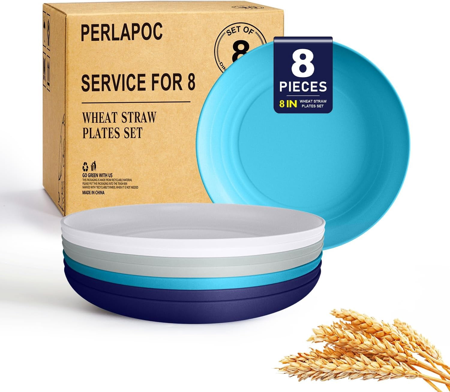 Small Plates Deep Plates Set 8 PCS - Premium Wheat Straw Plate ...