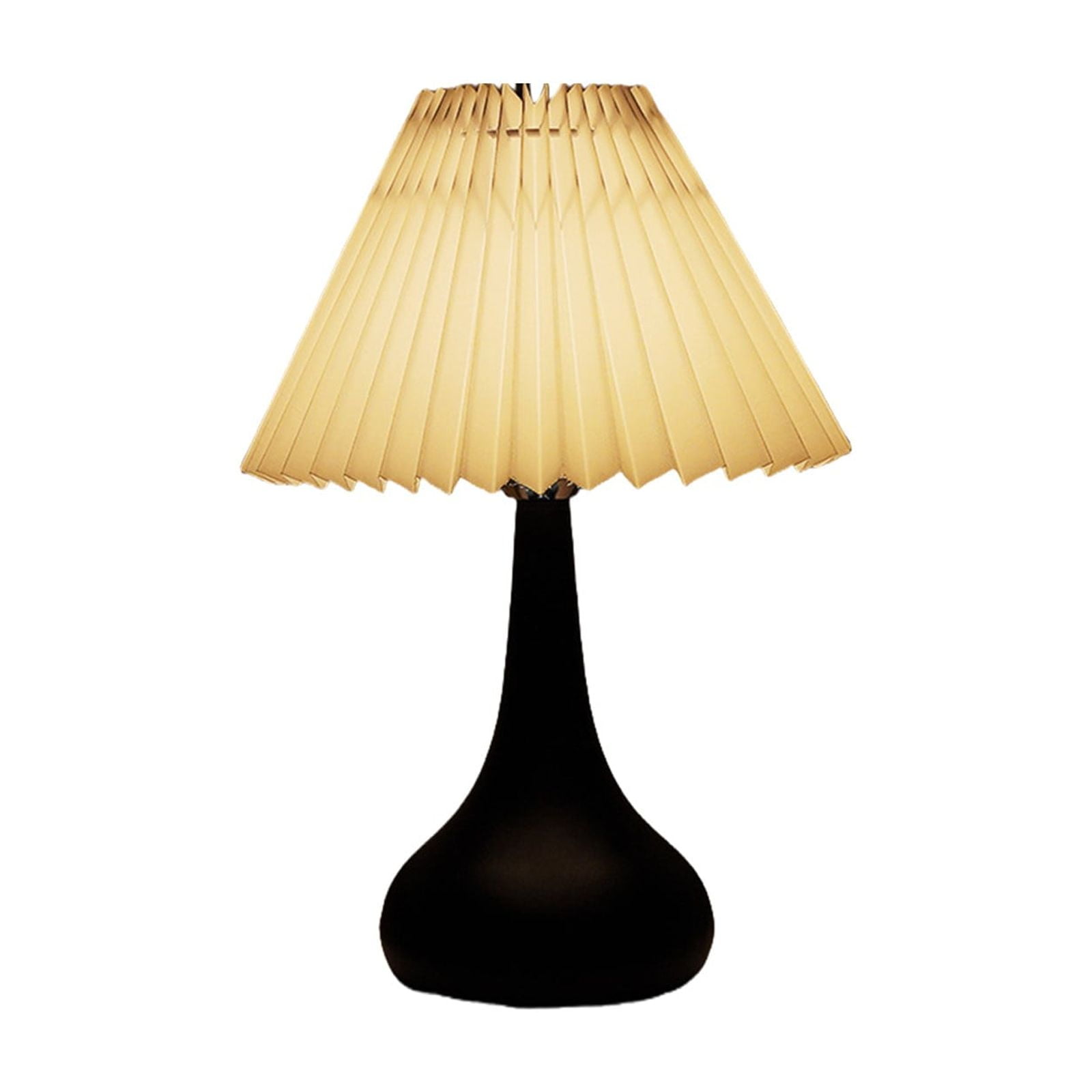 Small Pleated LED Table Vintage Lamp Classic Cottage Bedside Desk Cute ...
