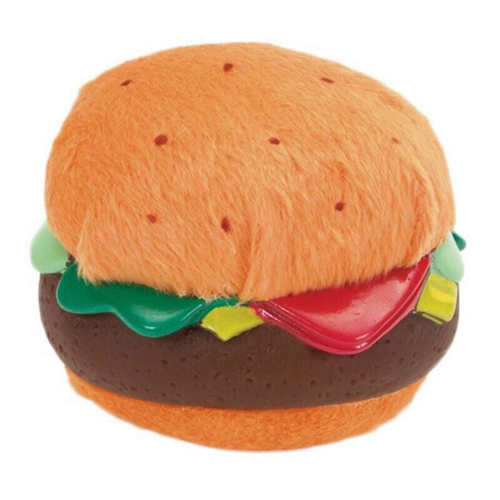 Small Plush Dog Puppy Squeaker Toys Picnic Food BBQ Choose Hamburger or ...