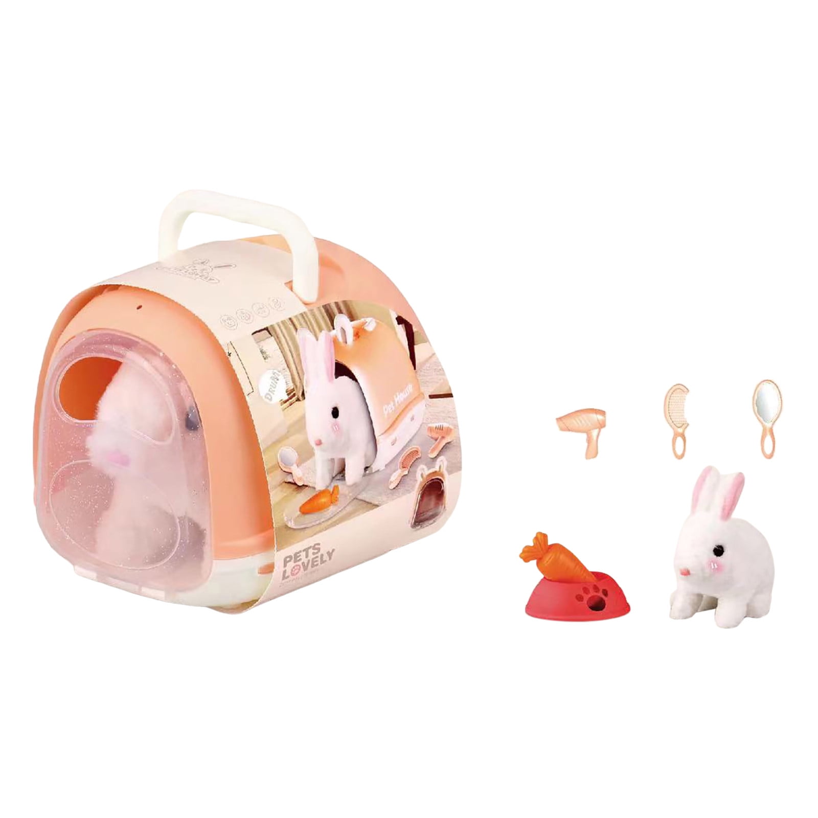 Small Plush White Dog Grooming Toy Set Puppy Feeding And Education Toys ...