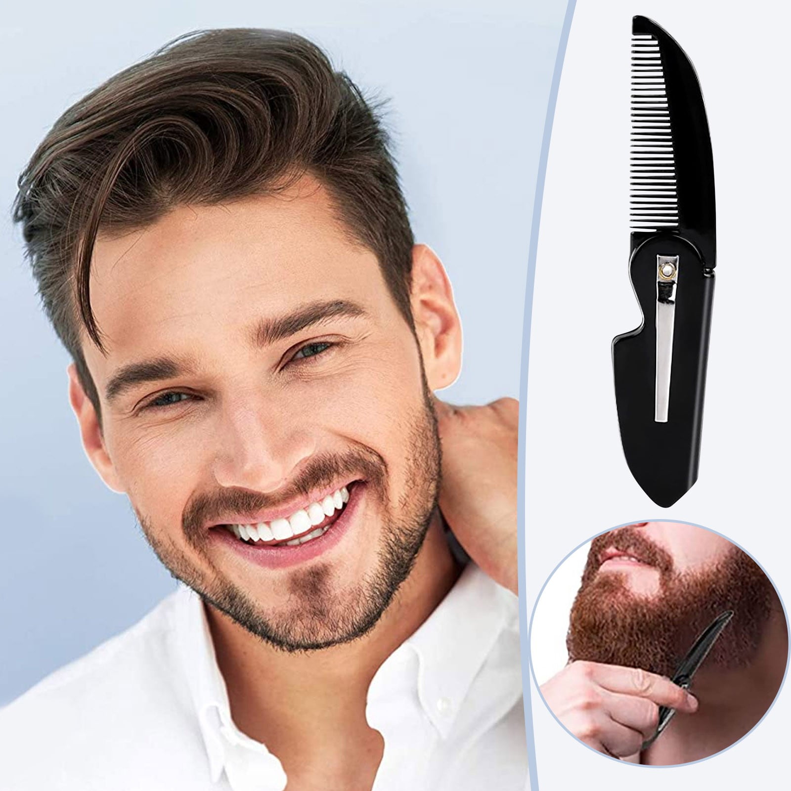 Small Pocket Folding Beard Comb - for Styling, with Wide and Narrow ...