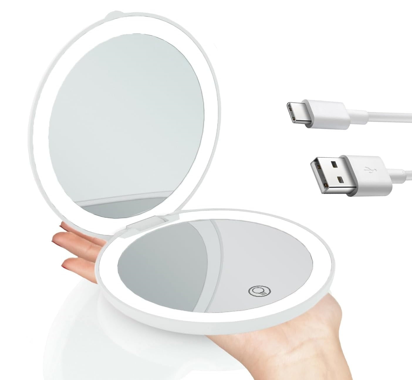 Small Pocket Mirror,Compact Mirror with Light, 1X/10X Magnification ...