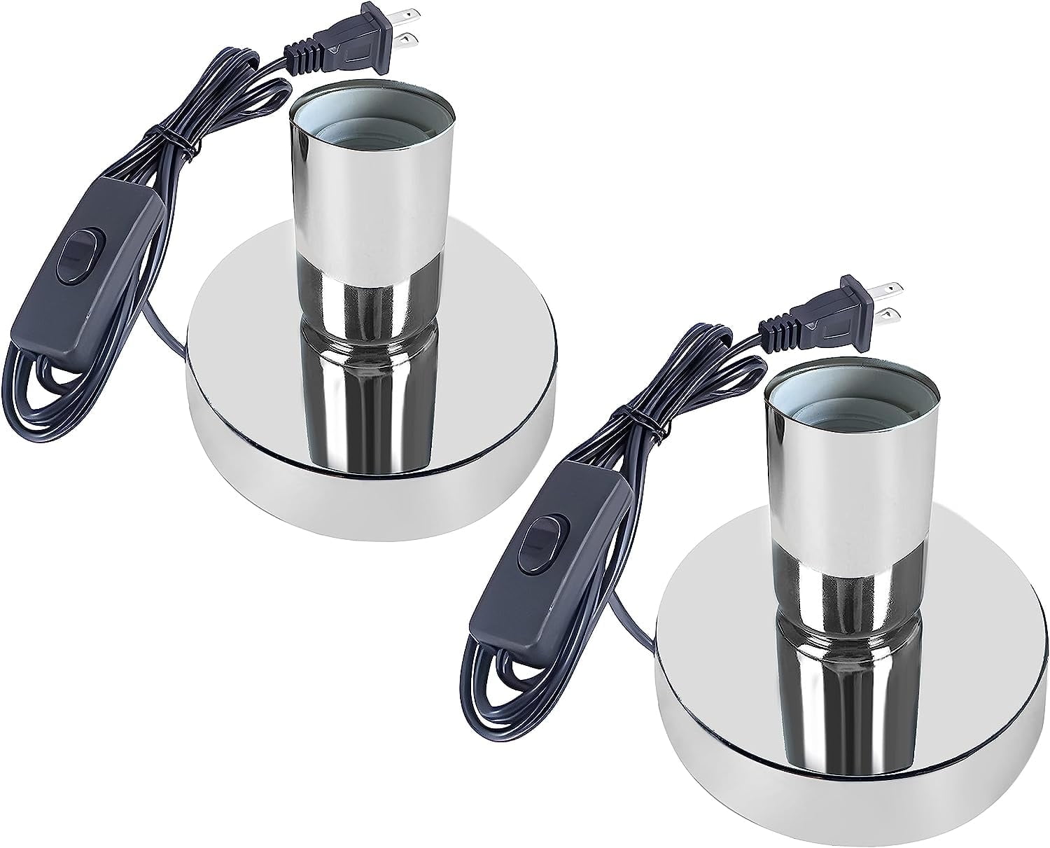 Small Polished Metal Table Lamp Socket Base, Vintage E26/E27 Screw Bulb ...