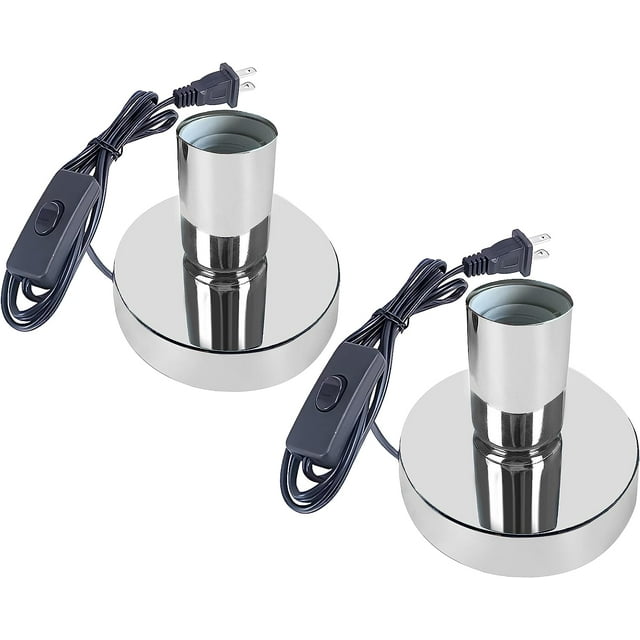 Small Polished Metal Table Lamp Socket Base, Vintage E26/E27 Screw Bulb ...