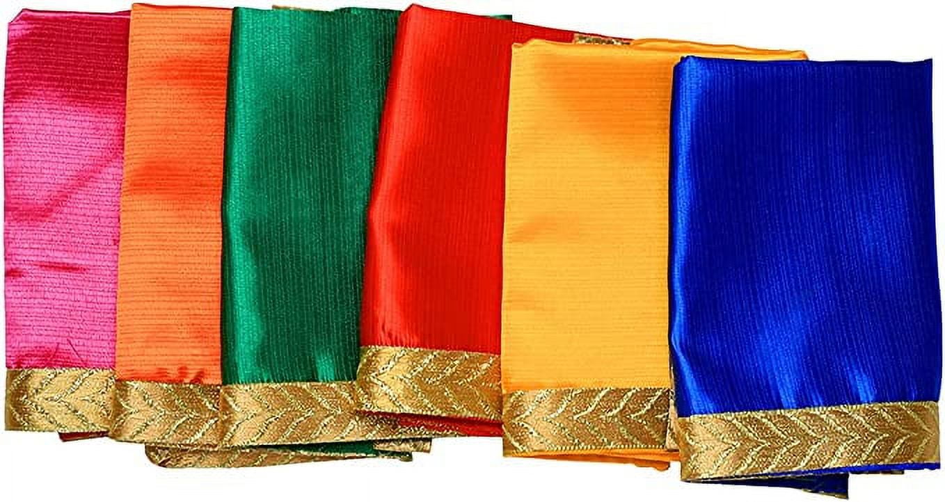 Small Pooja Cloth Mat Aasan Decorative cloth set of 6 (Size:-12 Inches ...
