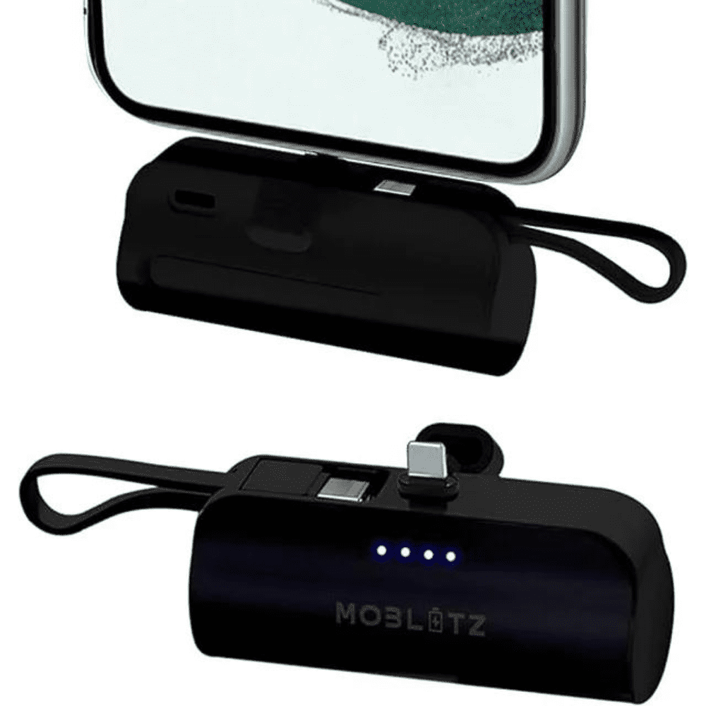 Power Fob 5000mAh Small Portable USB-C Power Bank with Built-in Type-C ...