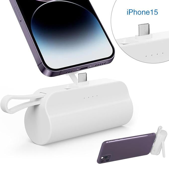 Small Portable Charger USB C, 5000mAh Power Bank with Built-in Type-C ...